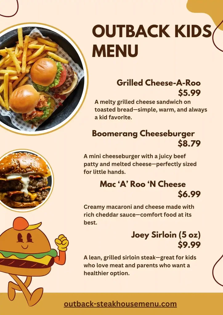 Outback Kids Menu with Prices (Updated In June 2025)